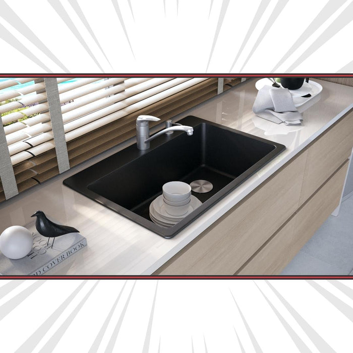 DUR-105: 33" Composite Granite Dual Mount Super Single Bowl Kitchen Si
